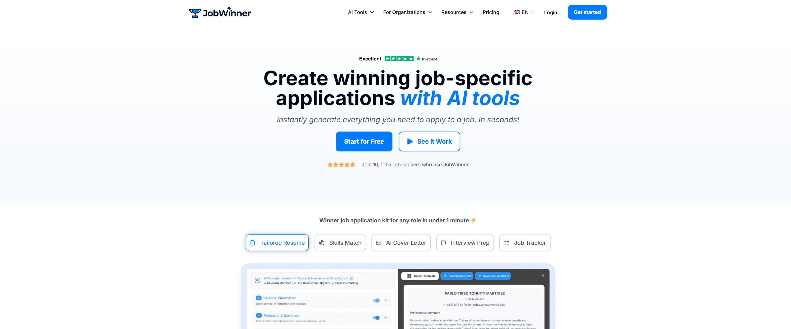 JobWinner | AI Job Application Tools that Get You Hired